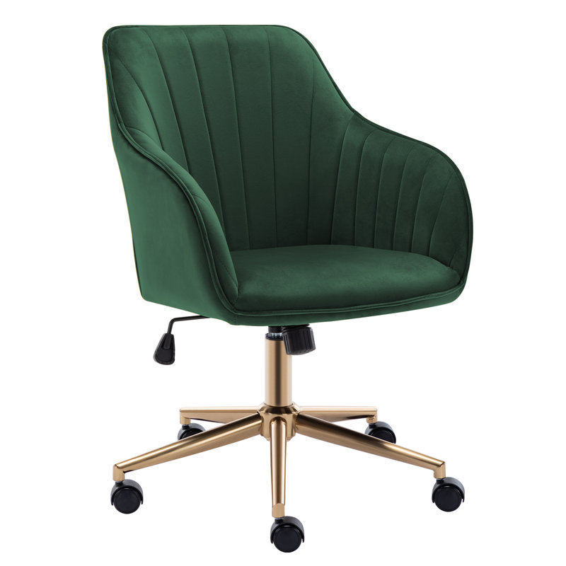 Schick Ergonomic Swivel Office Chair with Adjustable Height Dark Green Velvet